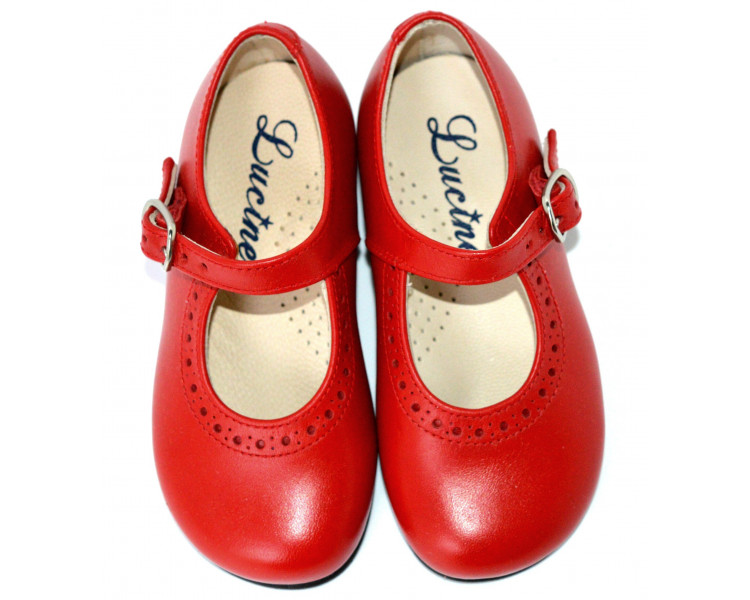 Chaussures fille à boucle Bérénice - cuir ROUGE | Chaussures Lucine